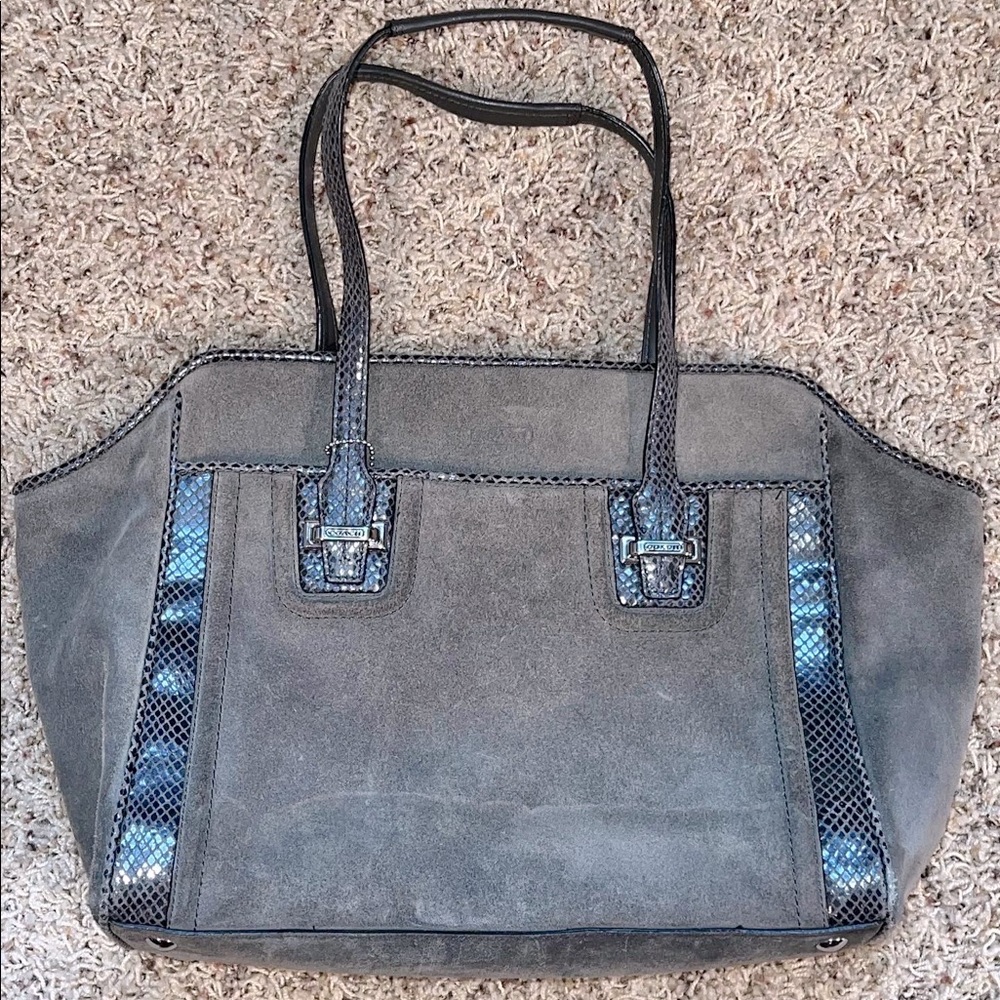 Coach Carryall Suede Leather Tote - Gem